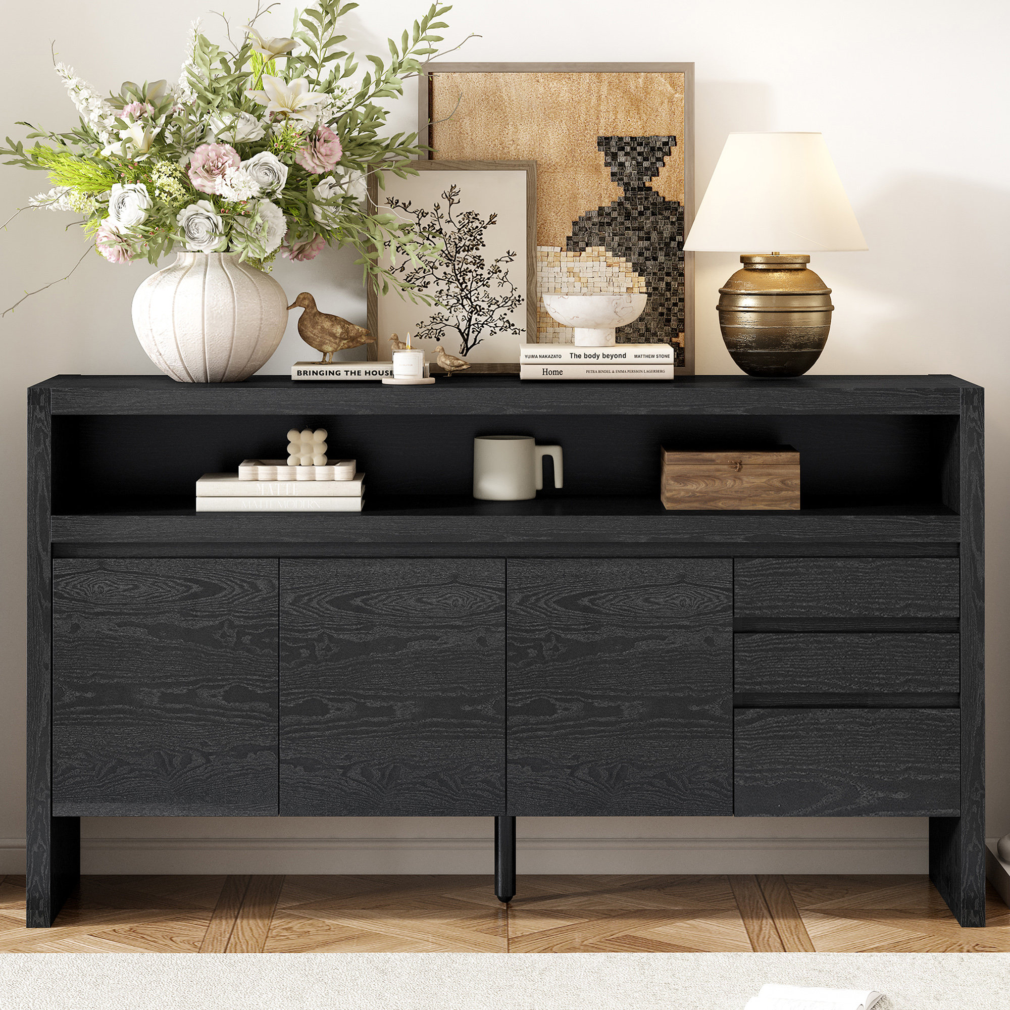 Ebern Designs 60" Buffet Sideboard With 3 Drawers | Wayfair